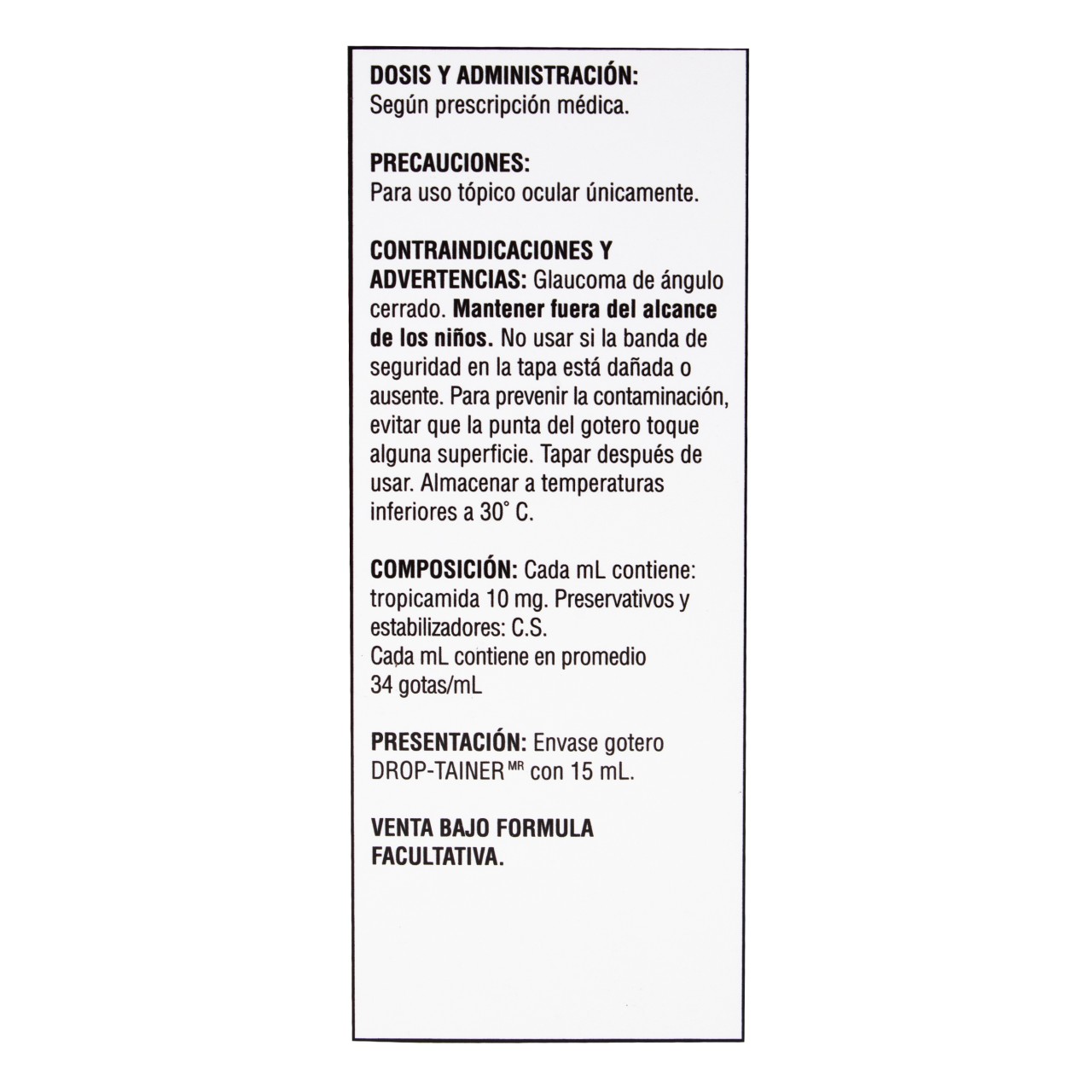 Mydriacyl 1% gotas frasco x 15 ml - Droguerias Patria