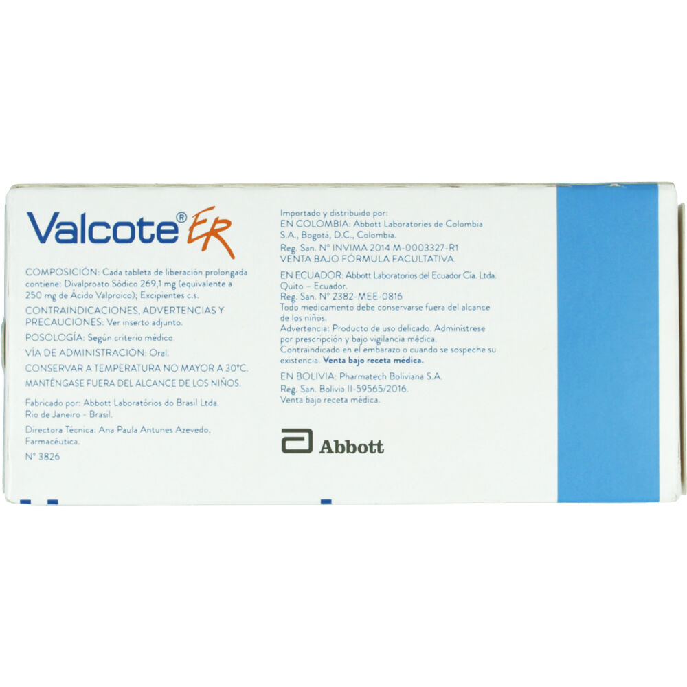 Valcote ER 500 mg tabletas cja x 30 und - Droguerias Patria