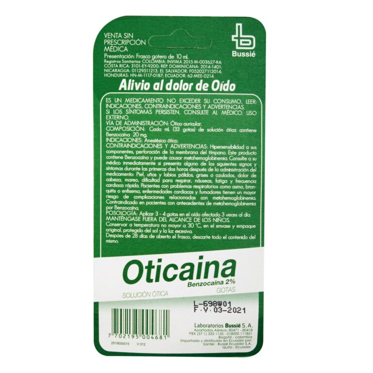 OTICAINA GOTAS FRASCO X 10 ML - Droguerias Patria