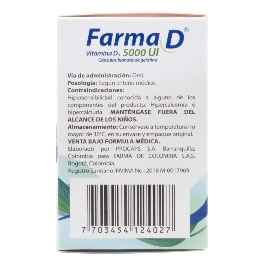 FARMA D VITAMINA D3 5000UI 30 TBS FRASCO - Droguerias Patria